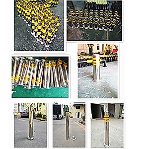 CAIMIAO Car Parking Space Lock Bollard Stainless Steel Parking Posts for Driveways with Padlock Reflective Security Post Bollard (Color : Silver White, Size : 750x76mm)