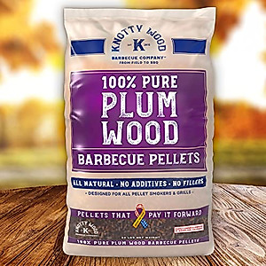 100% Plum Wood BBQ Cooking Pellets 20 lb Bag 100% Natural Sweetness Knotty Wood, KnottyWood-Plum20#
