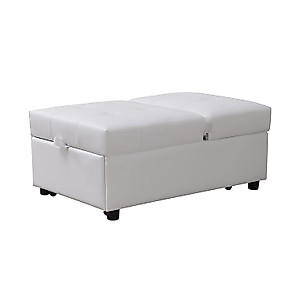Kings Brand Furniture - Multi-Function Ottoman, Sofa Bed Sleeper, Convertible Chair, White