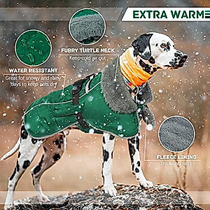 IECOii Dog Winter Clothes, Warm Dog Winter Sweater, Dog Fleece Jacket with Turtle Neck, Dog Waistcoat for Large Dogs Winter Fits for Pitbull, Border Collie, Samoyed, English Bulldogs, XL