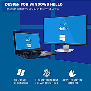 USB Fingerprint Reader, DDSKY Portable Security Key Biometric Fingerprint Scanner Support Windows 10 32/64 Bits with Latest Windows Hello Features (1-Pack)