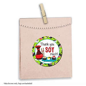 Thank You Soy Much Sushi Appreciation & Encouragement Sticker Labels, 40 2" Party Circle Stickers by AmandaCreation, Great for Teachers, Co Workers, Employees and Anyone Who Needs to Feel Appreciated