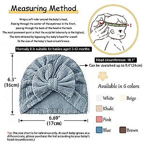 ZURLEFY 6 PCS Stretchy Baby Hats with Bows, Pink Baby Turban for Baby Girls, Newborn Headwraps, Baby Girls Caps, Infant Hat (17-2)