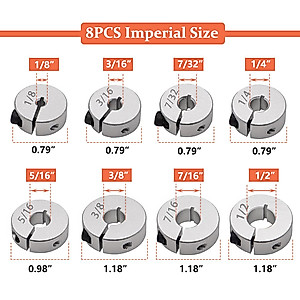 Saipe Drill Bit Stop Collar Split Ring Design Drill Bit Depth Stop Kit Includes 8pcs Imperial Sizes 1/8”- 1/2”and 8pcs Metric Sizes 3mm-16mm with Allen Wrench