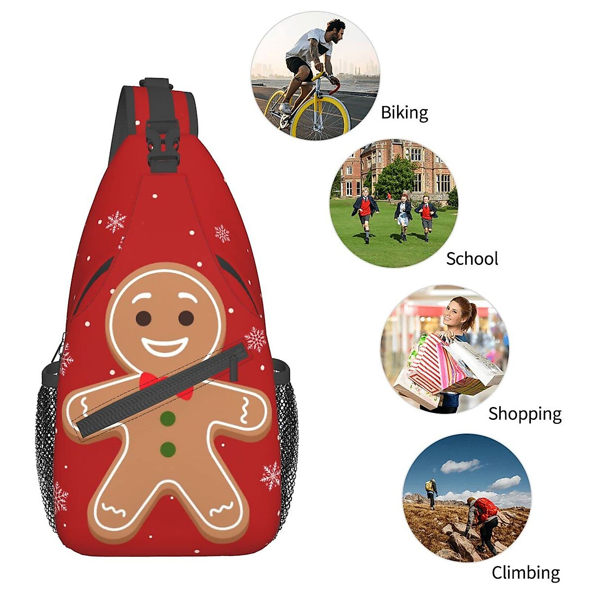 Mvirnsw Christmas Gingerbread Funny Sling Bag Crossbody Backpack Hiking Travel Daypack Chest Bag Lightweight Shoulder Bag For Women Men