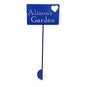Custom Metal Garden Stake and Pet Memorial Signs Wall Art or Staked Options 20 to 33 Inches Tall Rusted or Powder Coated Finish (Rectangle Sign Plus Stake, 8x5 Inches)