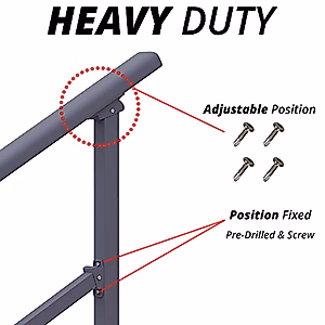 CHR Fence & Rail Hand Rails for Outdoor Steps, 6 Step Railing & Indoor Stair Railing Kit, Railings for Outdoor Steps and Hand Rails for Seniors for Porch Railing & Deck Hand Rail, 5-6 Step Handrail