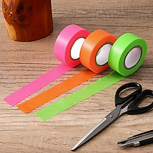 3 Pieces Flagging Tape Plastic Ribbon Multipurpose Neon Marking Tape Neon Flagging Tape 1 Inch Wide Non-Adhesive Tape for Boundaries and Hazardous Areas, Home and Workplace Use (Classic Colors)