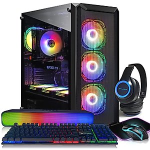 STGAubron Gaming PC Computer Desktop, GeForce RTX 3070 8G, Intel Core i9-11900KF up to 5.3G, 32G DDR4, 2T SSD, WiFi, BT 5.0, RGB Fan x7, RGB BT Sound Bar & Gaming Mic, Windows 11 Home