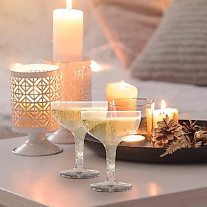 Upper Midland Products Acrylic Champagne Coupe 5 Oz Stem Glasses With Interlocking Groove Feature To Build Sturdy Tower, Weddings, Party, Bar, Martini, Margarita, Cocktail, Dessert Cups… (35 Count)