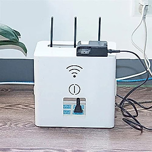 LIUZH Large Router Storage Box Cable Power Plus Wire Bracket Storage Box Plastic Wall Shelf Hanging Plug Bracket Box