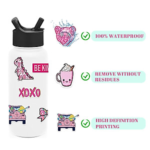 102 Pcs Preppy Stickers Vinyl Aesthetic Waterproof Stickers Adorable Decor Supplies Pink Party Suitable for Mobile Phone Computer Skateboard Water Bottle Suitcase Car etc