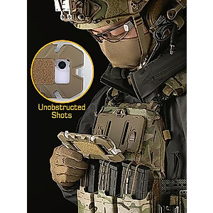 EralcNa Tactical Plate Carrier Vest Attachments, Universal Phone Chest Mount for Screen Size 6.1"-6.7" (tan)