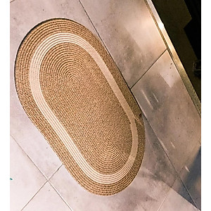 Tly Home-Beige Striped-Jute Door mat Rug -Jute Mats 19.6 x 31.50 Inches -Naturel Mats-Patterned Door Front-Bath Mat-Rug Mats Natural-Balcony mats-Gift- Houseware-Home Decore-Natural Welcome Doormat