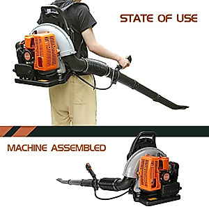 63CC 3HP 2 Stroke Backpack Gas Powered Leaf Blower, Grass Lawn Blower Air Cooling Gasoline Backpack Grass Blower with Air-Cooled, Snow Blower for Outdoor - 665CFM