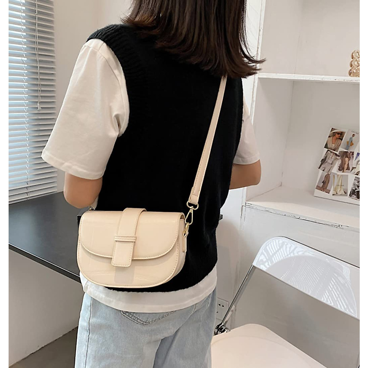 YXBQueen Black Bags for Women Purses and Handbags Genuine Leather Crossover Bag Over the Shoulder