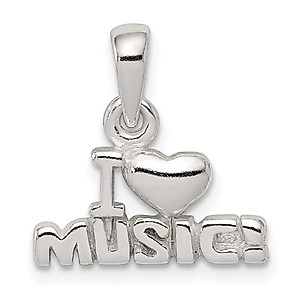 Sterling Silver I Love Music Pendant QQC6118