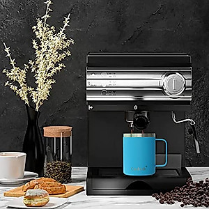 Credrink 15 oz Insulated Coffee Mug，Handle cup with sliding lid,，Stainless Steel Aqua Bottle，Double Wall Vacuum Insulated Trave Mug, Keep Warm for 6 Hours, Refrigerate for 12 Hours(blue Coffee Mug)