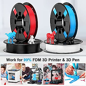 ENTINA 4 Colors PLA 3D Printer Filament for Tina 2, Dimensional Accuracy +/- 0.02mm, 1.75MM 200G 3D Printer Filament Bundle for 3D Printers