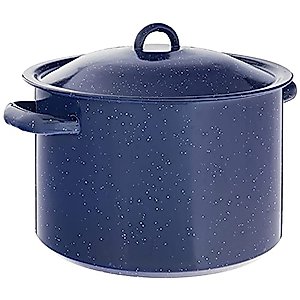 IMUSA USA Enamel Steamer Pot, 16-Quart, Blue