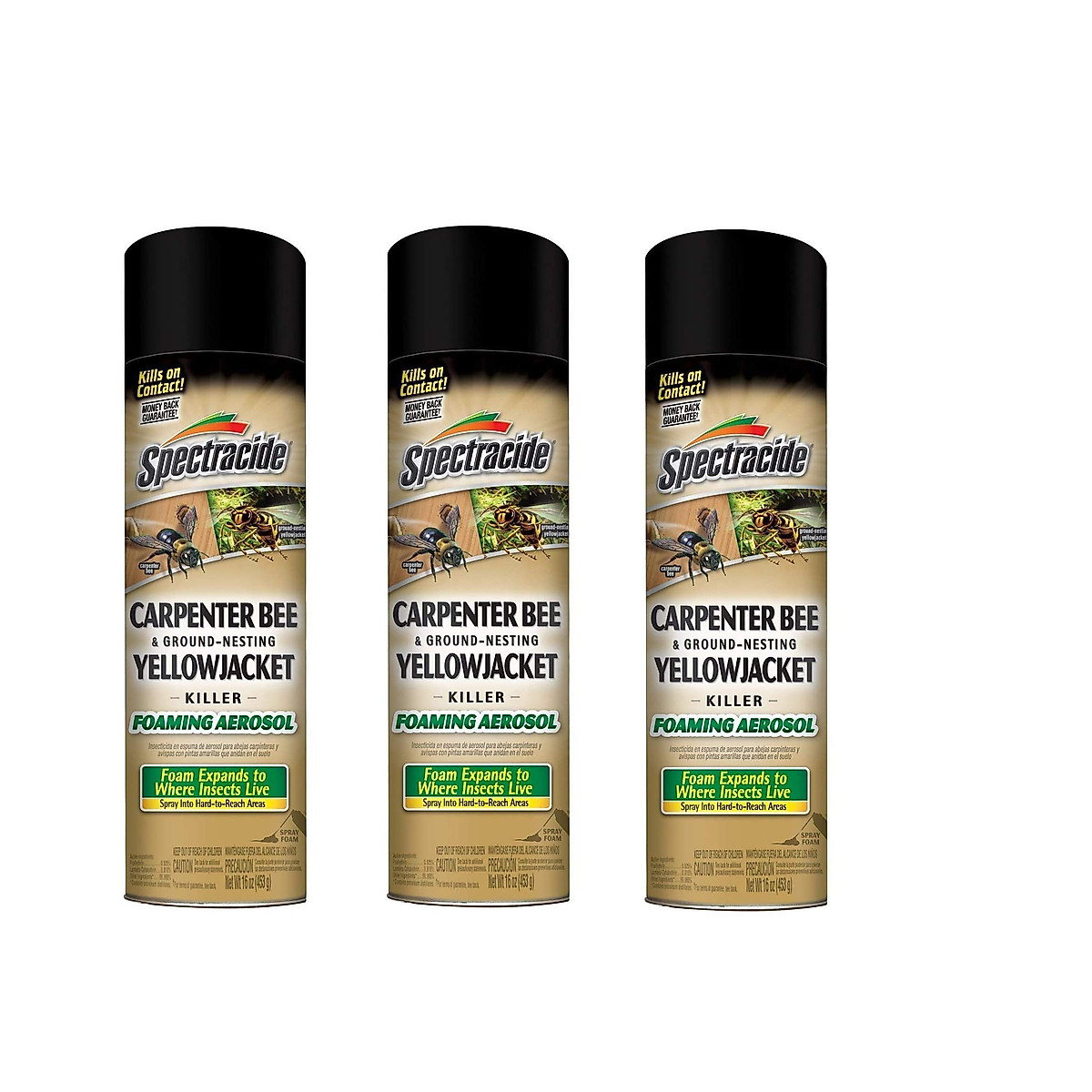 Spectracide Carpenter Bee & Ground-Nesting Yellowjacket Killer Foaming Aerosol (HG-53371) (Pack of 3)