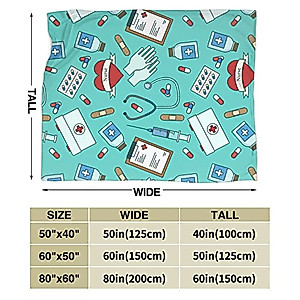 Hmklpi Nurse Medical Theme Blanket Nurse Gifts for Women Ultra Plush All Season Lightweight Cozy Flannel Throw Blanket for Bed Chair Car Sofa Couch Bedroom 50"x40"