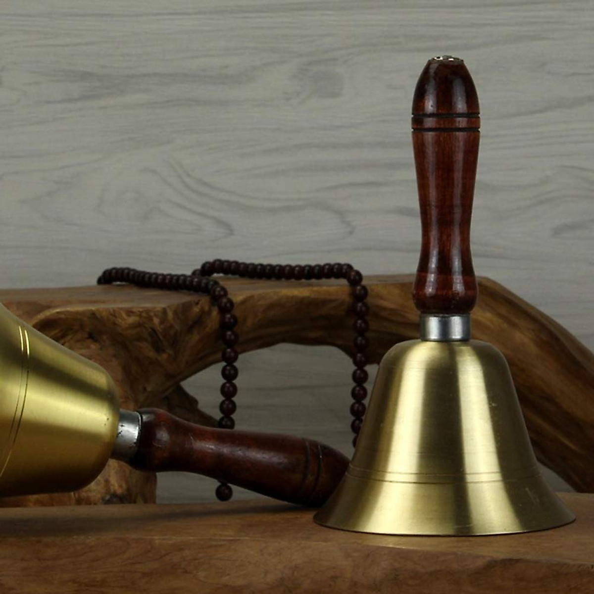 TOYANDONA Metal Hand Bells Call Bell Service Hand Bells Black Wooden Handle Handbells Santa Hand Bell Note Handbell Diatonic Metal Bells Musical Percussion for Christmas Dinner Shop Hotel