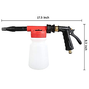 Sooprinse Car Foam Gun Foam Cannon Blaster, Garden Hose Sprayer with Adjustment Ratio Dial Blaster, Car Washer Foam Gun, Snow Foam Lance, 0.23 Gallon Bottle