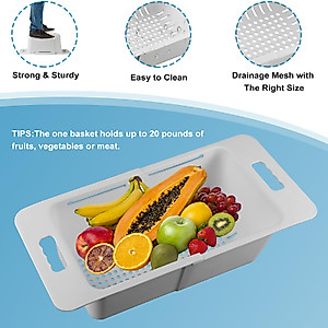 Adjustable Deep Freezer Organizer Bins, 2-PACK Chest Freezer Baskets, Expandable Freezer Storage Bins with Handle, Freezer Organization Accessories for Kitchen (Grey)