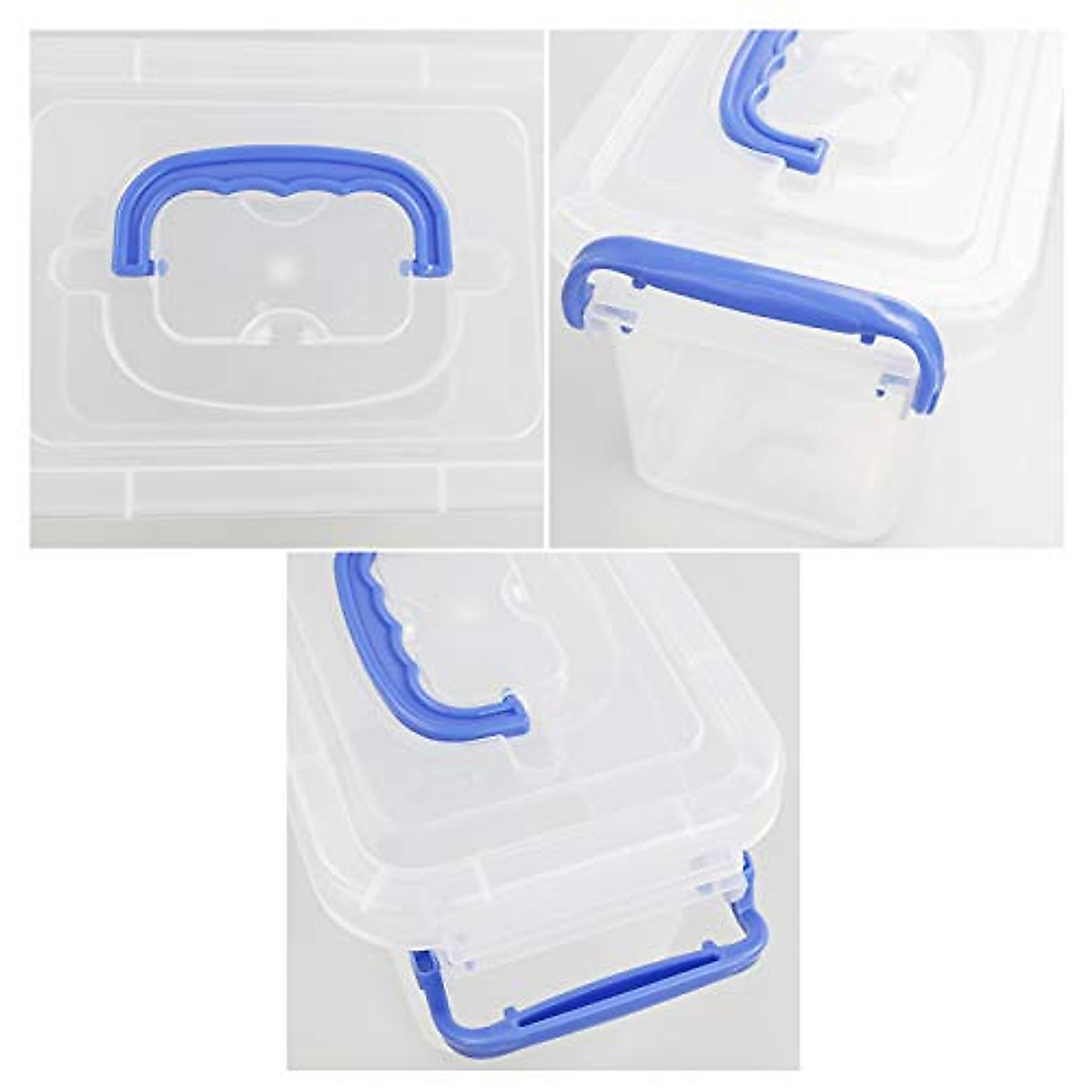 Eagrye 1.5 L Mini Plastic Storage Box, Clear Storage Bin with Handle, 6-Pack, F
