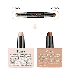 Double-headed Highlight Stick, Contour Stick, Contouring Highlight Stick, Contouring Stick, Concealer, Highlight Stick, Makeup Concealer, Mothers Day Gifts(Dark coffee)