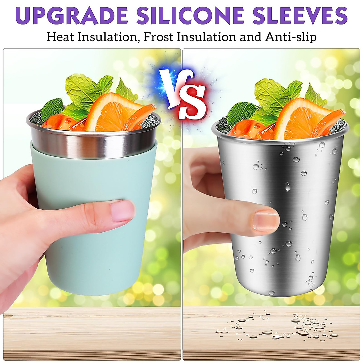 IEBIYO 6 Pack Kids Cups with Straws and Lids Water Spill Proof Toddlers Mugs with Colorful Silicone Sleeves Stainless Steel Cups Tumblers for Cold & Hot Drinks for Children and Adults （12oz