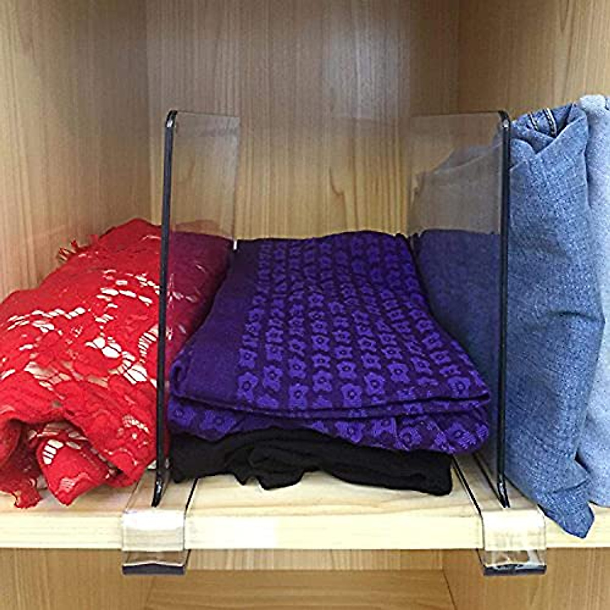 NEXT LEVEL ITEM Acrylic Shelf Dividers, Shelf dividers for Closets with Wooden Shelves, Shelf dividers, Clear Shelf Divider, Shelf dividers for Closet Organization, Closet Shelf Divider– Pack of 4