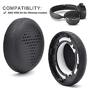 Y500 Ear Pads, Replacement Protein Leather Earpads Ear Pads Cushion Muffs Cover Repair Parts for AKG Y 500 Y-500 On-Ear Foldable Wireless Bluetooth Headphones Headsets (Black)