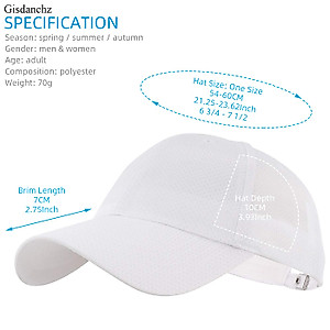 Gisdanchz Ball Caps for Men Cooling Hat Outdoor Runner Cycling Cap Mesh Golf Hats Trucker Hat Mens Womens Baseball Caps Low Profile Summer Cooling Hat for Men White