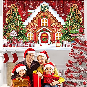 Christmas Gingerbread House Backdrop Glitter Cookie Exchange Candyland Winter Snowflake Photography Background for Kids Birthday Party Decor Banner (6X4)