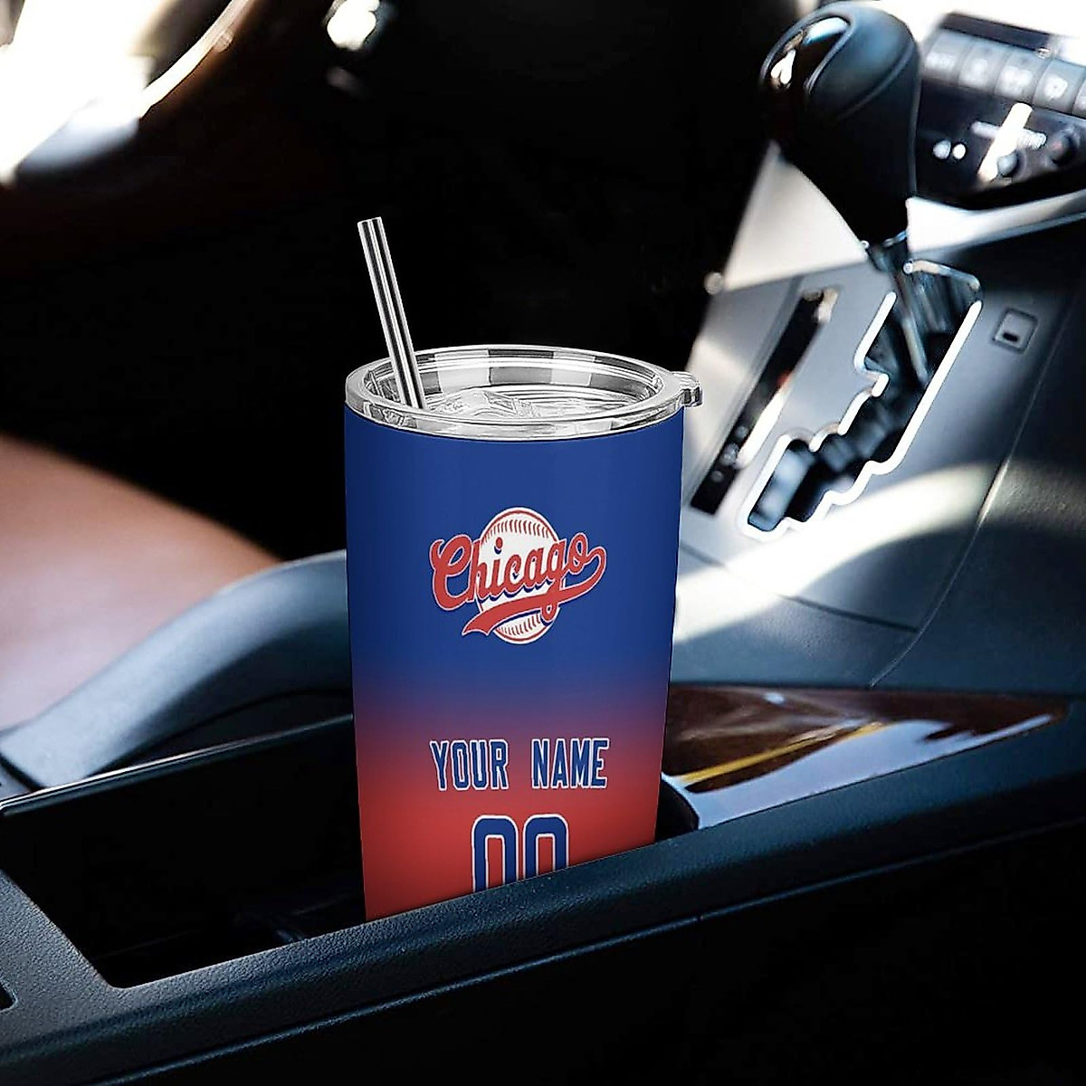 Custom Car Tumbler,Tumblers Stainless Steel 20.8oz,Personalized Baseball Cup,Sports Travel Coffee Mug,Customized Presents Gifts for Mother's Day Friends Fan Players Coach Lovers,Custom Number and Name