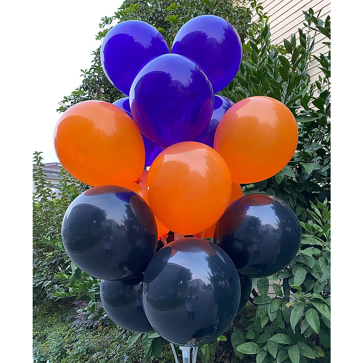 JODIDI 60 Pcs 12-Inch Latex Balloons in Black, Orange, and Purple - Perfect for Halloween, Graduation, Birthday, Baby Shower, and Party Decorations