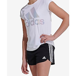 adidas Girls' Big 3-Stripes Mesh Shorts, Adi Black, Large