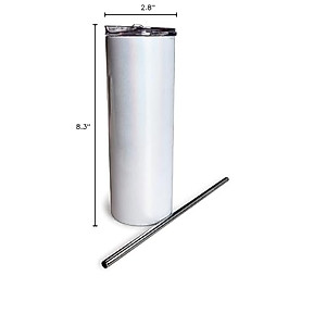 POVOKICI 25 Pack 20oz Sublimation Glitter Tumblers, Straight Skinny Sparkling Tumblers Bulk, White Rainbow Stainless Steel Vacuum Blanks Coffee Tumblers