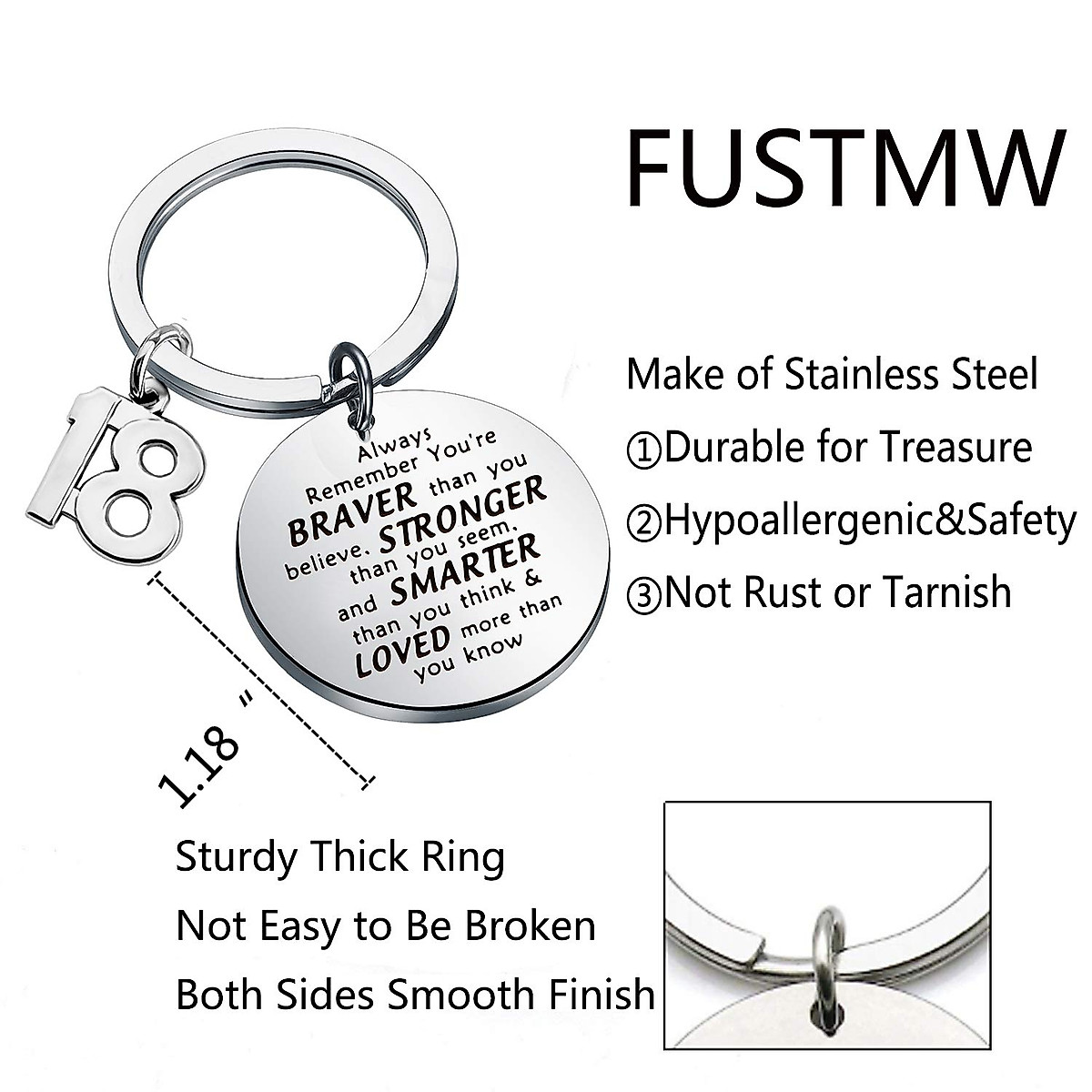 FUSTMW Happy Birthday Keychain Gift 15th 16th 18th 21st 30th 40th Charms Key Ring Best Friends Family Jewelry (18 Birthday Keychain)