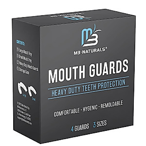 Mouth Guard for Grinding & Clenching Teeth BPA Free 4 Guards for Adults & Kids Dental Guards Bite Guards Night Guards for Teeth Grinding Teeth Grinding Mouth Guard for Sleep by M3 Naturals