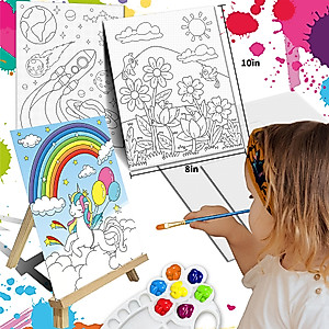 Kalysky 47PCS Kids Paint Set,Canvas Painting Kits for Kids ages 4-8,8-12,Acrylic Paint Art Supplies for Kids 9-12 with 12 Paints, 5 Canvas Panels, 18PCS Drawing Paper,10 Brushes