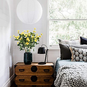 AILANDA 2PCS Artificial Flowers Yellow Rose Bouquets UV Resistant Fake Plants Greenery Shrubs Bush Silk Flowers Arrangement for Wedding Home Party Table Centerpieces Garden Porch Spring Decor