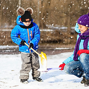 Kids Winter Beanie Hat Scarf Gloves Set, Toddlers Knit Winter Warm Double Pompom Cap Scarf Gloves for 1-5 Years Old (Black)