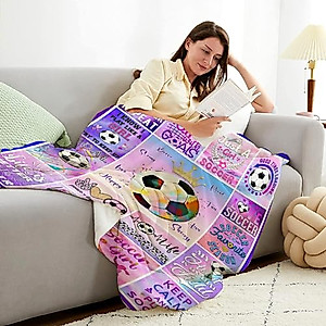 Soccer Blanket Ultra Soft Flannel Soccer Throw Blanket Soccer Gifts for Girls Women Soccer Team Soccer Lover Gifts for Kids Teens Adults 50"x40"
