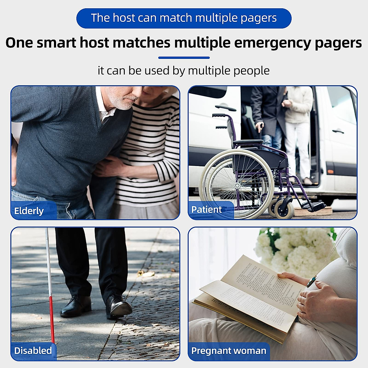 Retekess TH003 Wireless Caregiver Pager System,Nurse Alert System, Emergency Call Bell ,492ft,1 Plug-in Receiver,1 SOS Help Pendant Call Button for Home,Elderly,Patient,Disabled