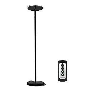Tenergy Torchiere Remote Control Floor Lamp, 3000 LM LED Floor lamp 30W (150W Equivalent) Standing Lamp with Stepless Touch Dimmer, Omnidirectional Remote Control, 90° Adjustable Top, Warm White Light