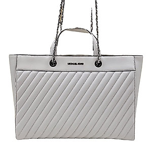 Michael Kors Rose Large East/West Tote Bag Handbag, Optic White