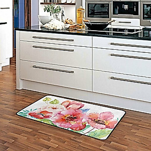 Pink Flower Kitchen Mat Floral Bouquet Kitchen Rug 39 X 20 Inch White Under Sink Mats Non Slip Soft Standing Mats Anti Fatigue Floor Mat Bath Rug Runner Doormat Carpet for Outside Decor